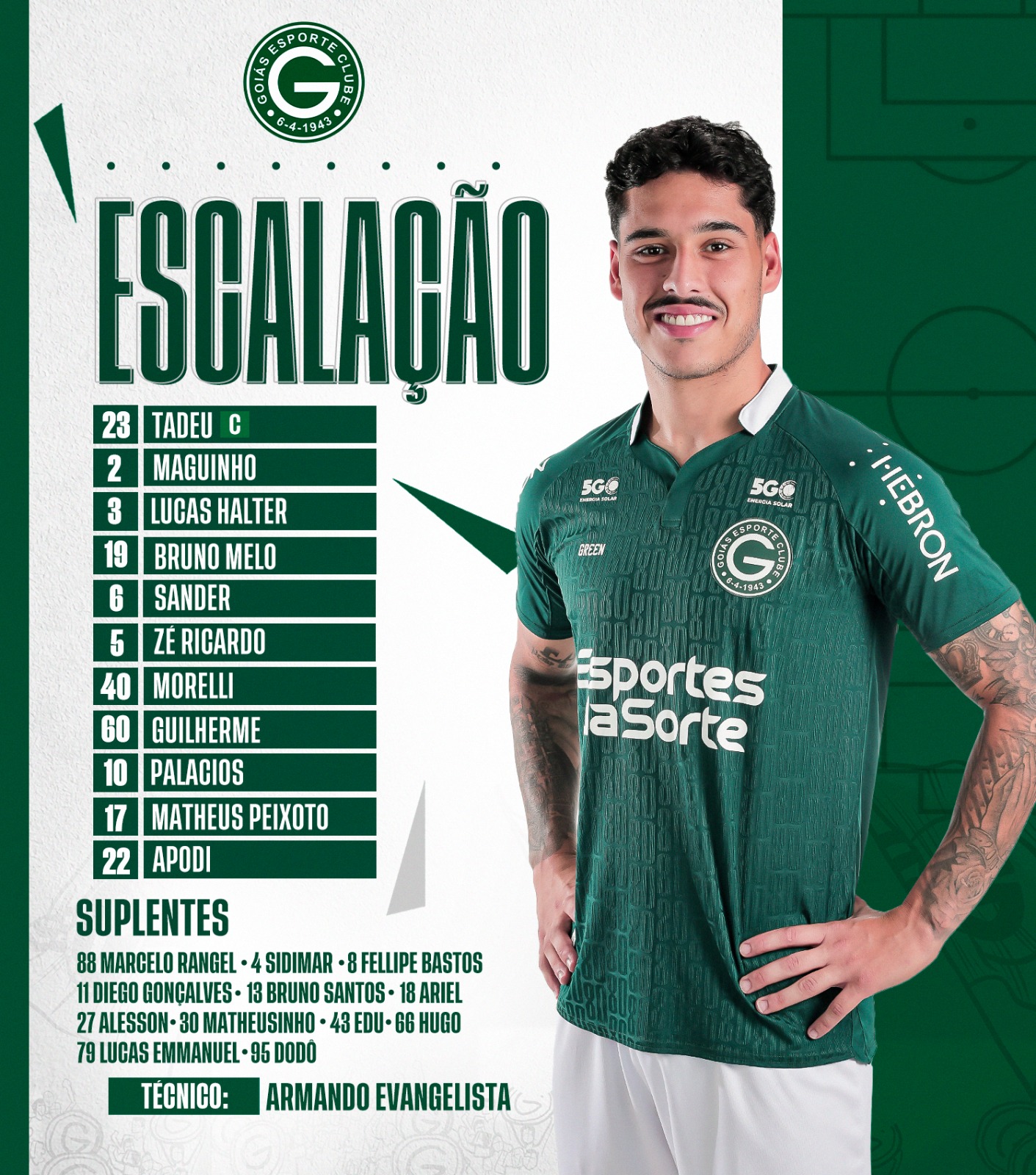 Com novidades, Goiás está escalado para enfrentar o RB Bragantino pelo Brasileirão; assista AO ...